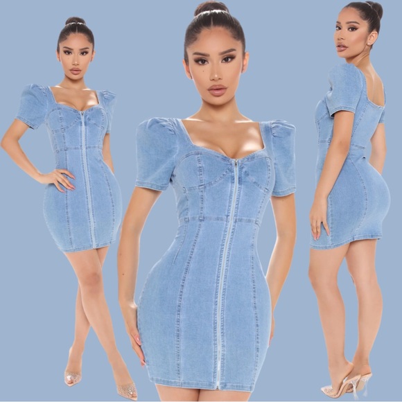 Fashion Nova | Dresses | You Got Something Denim Dress Medium Wash ...